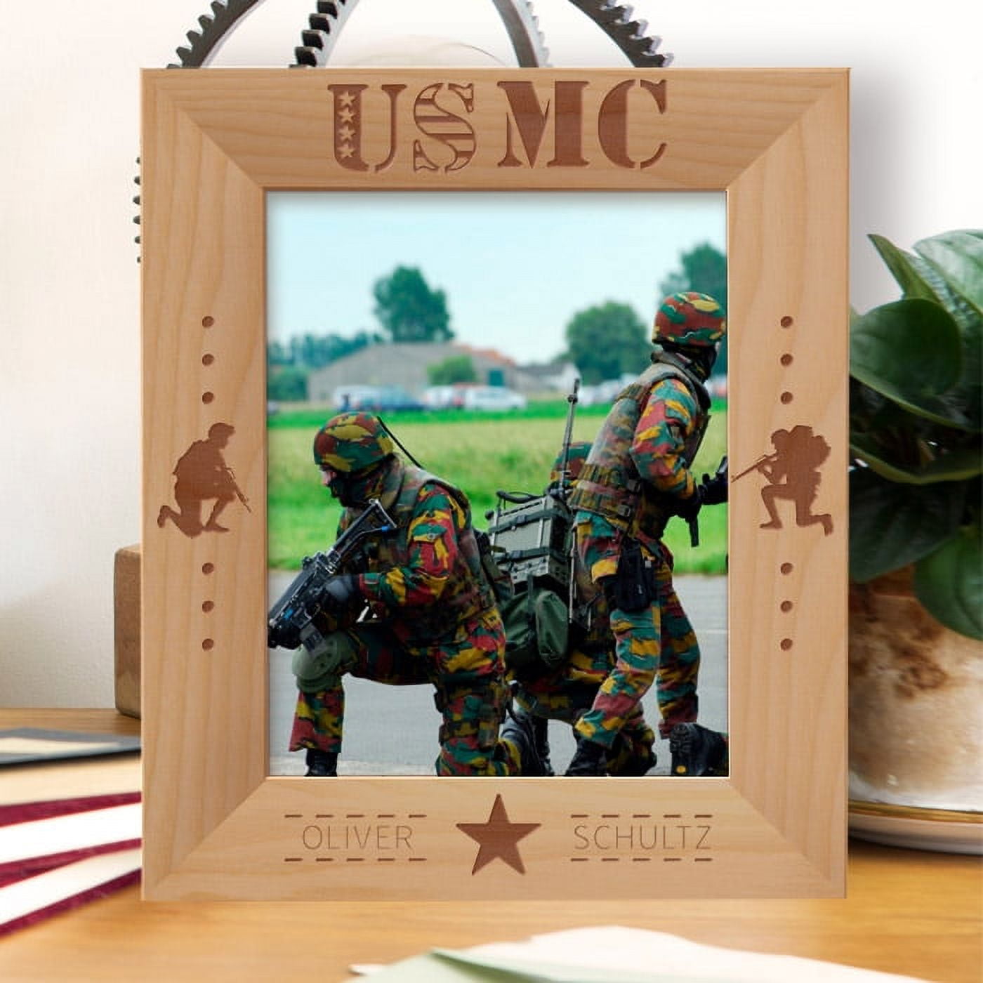 USMC Personalized Wooden Frame 8" x 10" Brown (Vertical) - Walmart.com