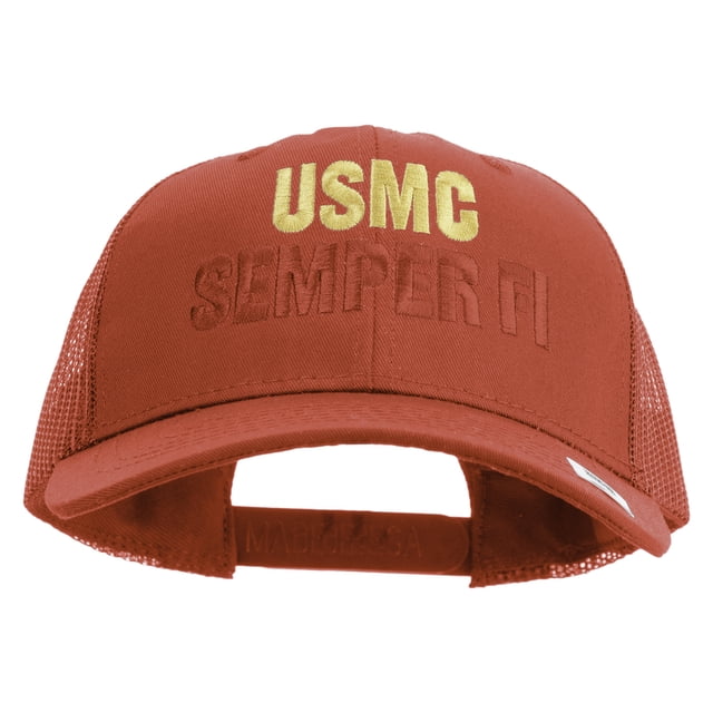 USMC Semper Fi Embroidered 6 Panel Structured Cotton Twill Mesh Cap ...