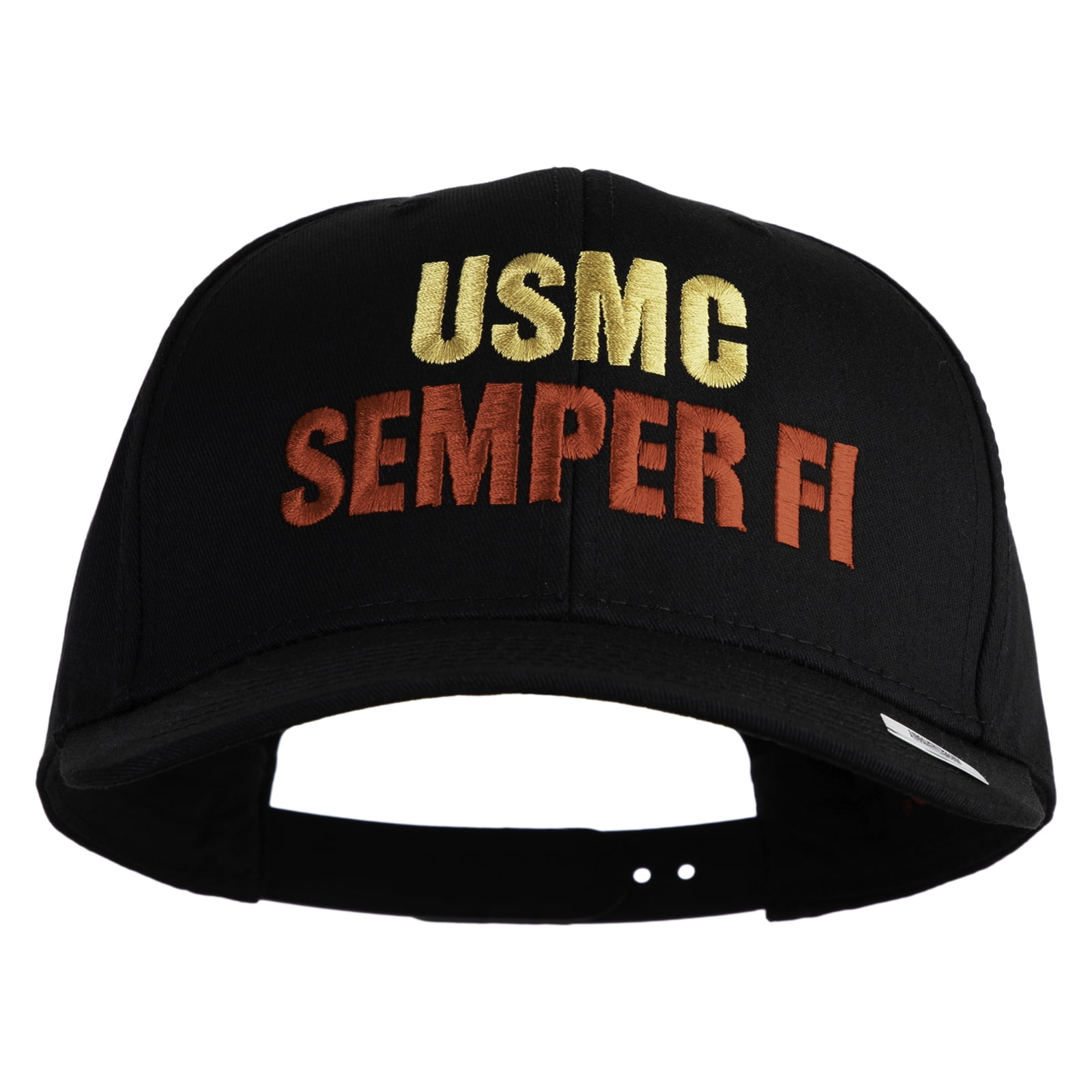 USMC Semper Fi Embroidered Solid Cotton Twill Pro Style Cap - Black ...