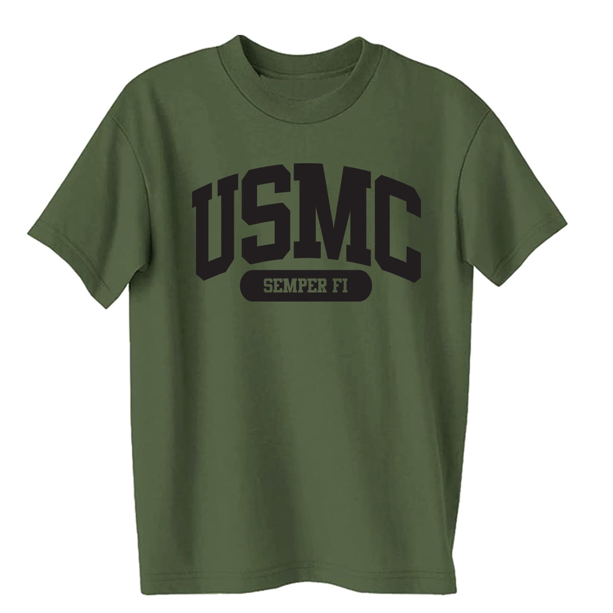 USMC Semper Fi Marines Short Sleeve Tee in Military Green - Walmart.com