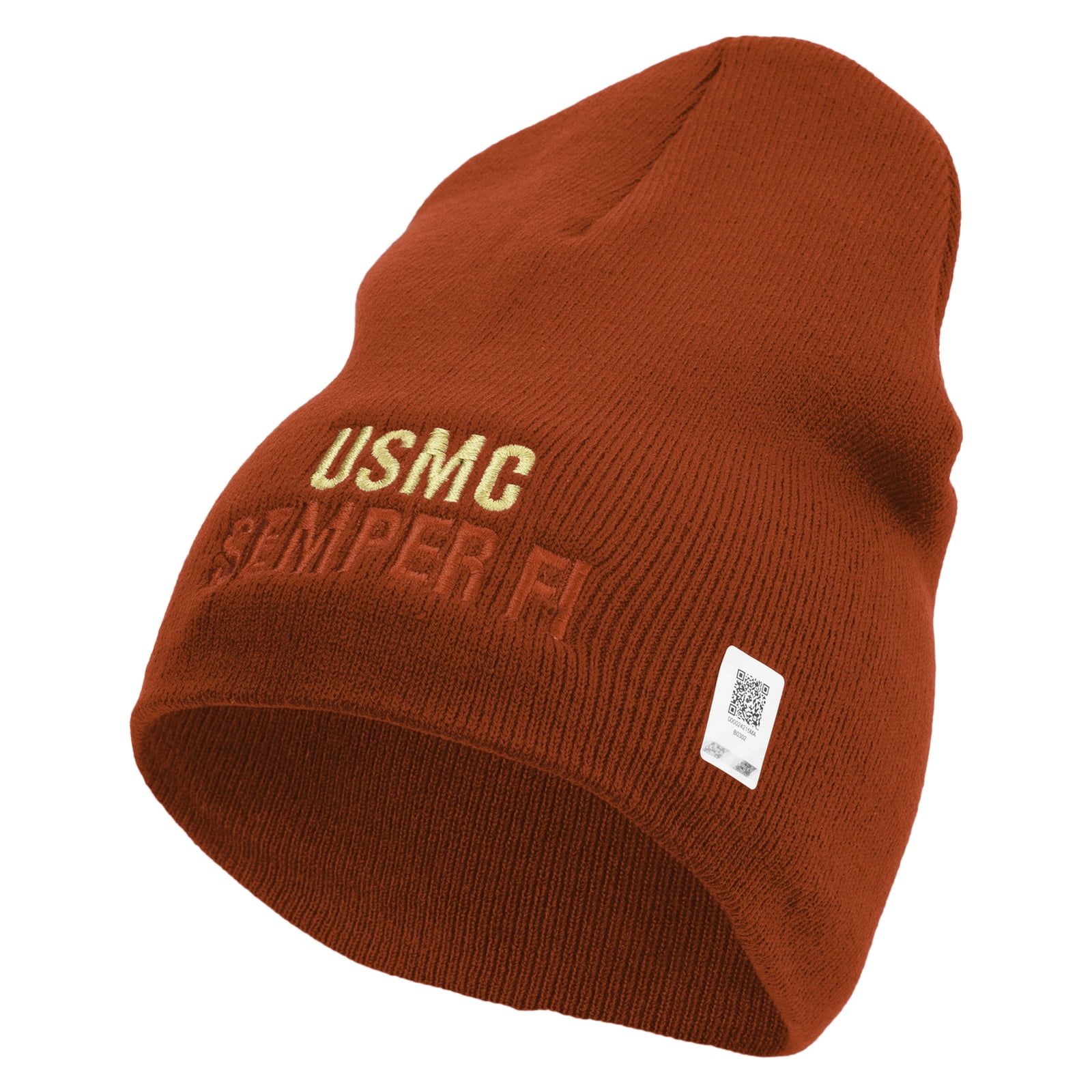 USMC Semper Fi Symbol Embroidered 8 Inch Short Beanie Made in USA - Red ...