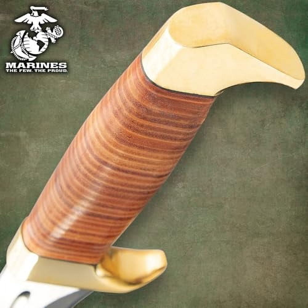 USMC Stacked Leather Handle Kukri Knife - Razor-Sharp J420 Stainless ...
