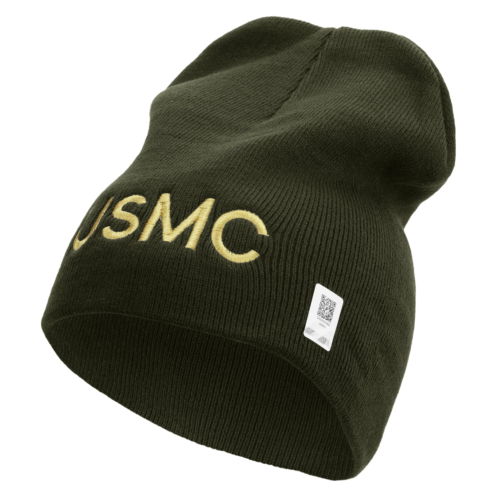USMC Symbol Embroidered 8 Inch Short Beanie Made in USA - Olive OSFM ...