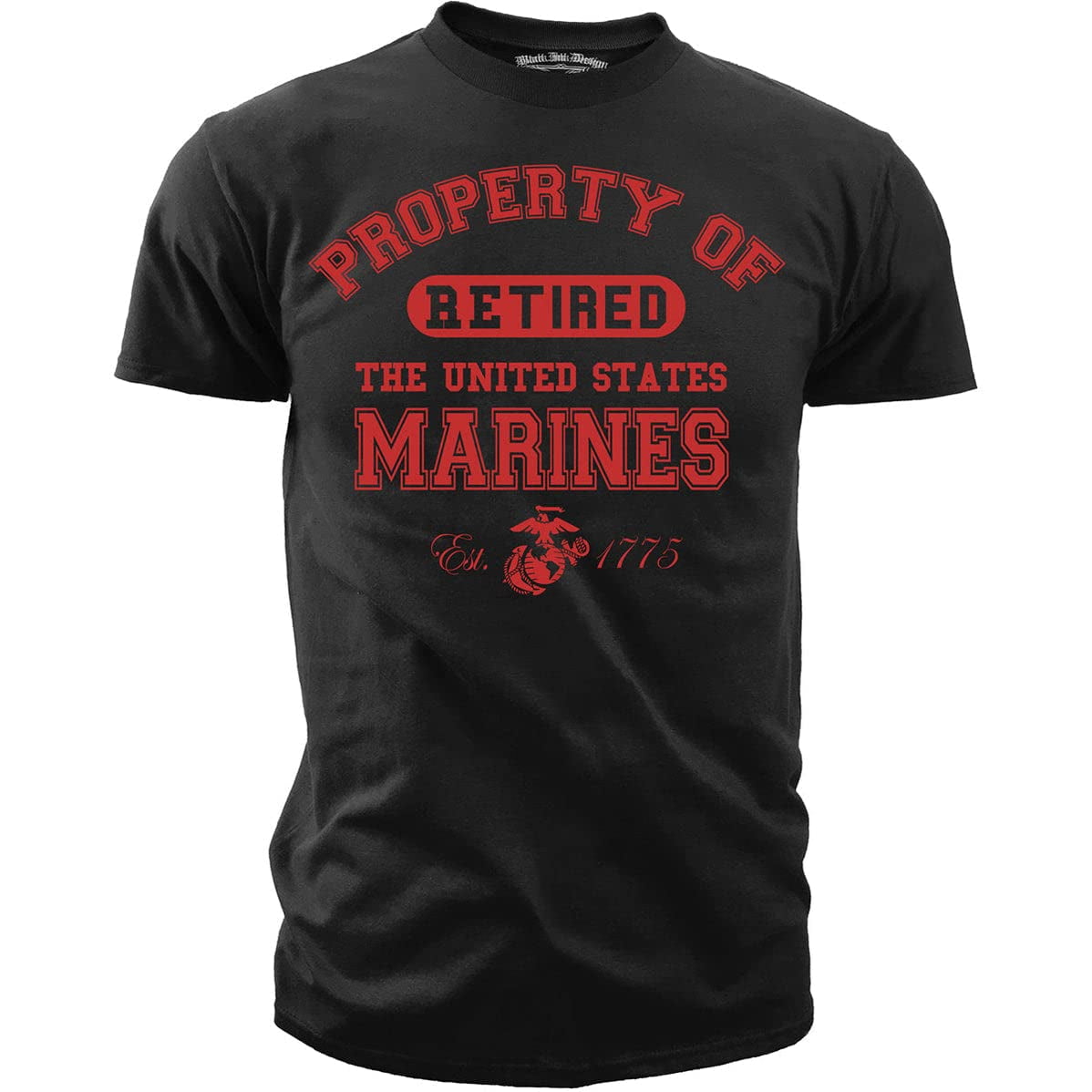 USMC Marines Property of US Marines Retired Military Men's Black Ink T ...