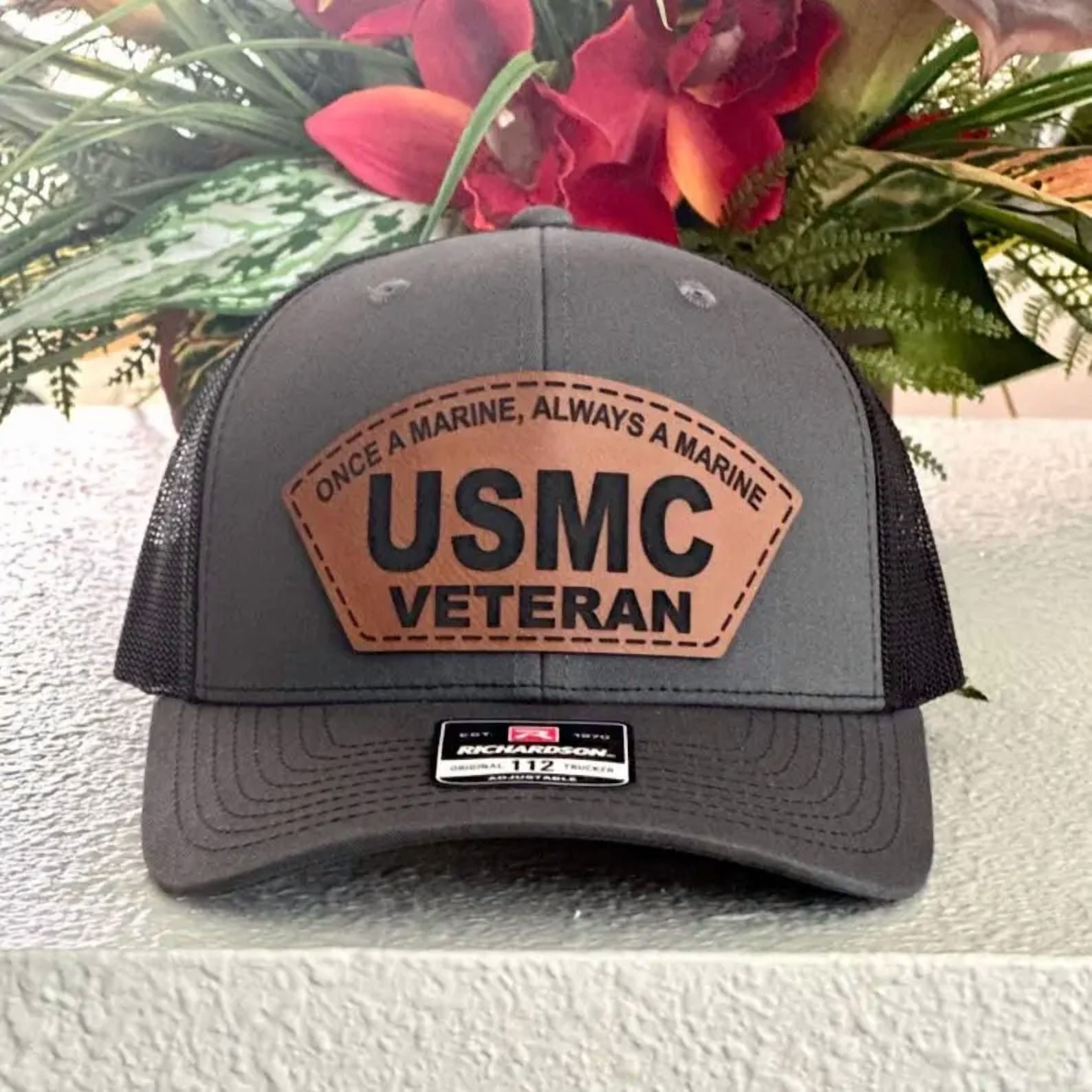 USMC Veteran or Retired Hat | Marines | Custom Laser Engraved Trucker ...
