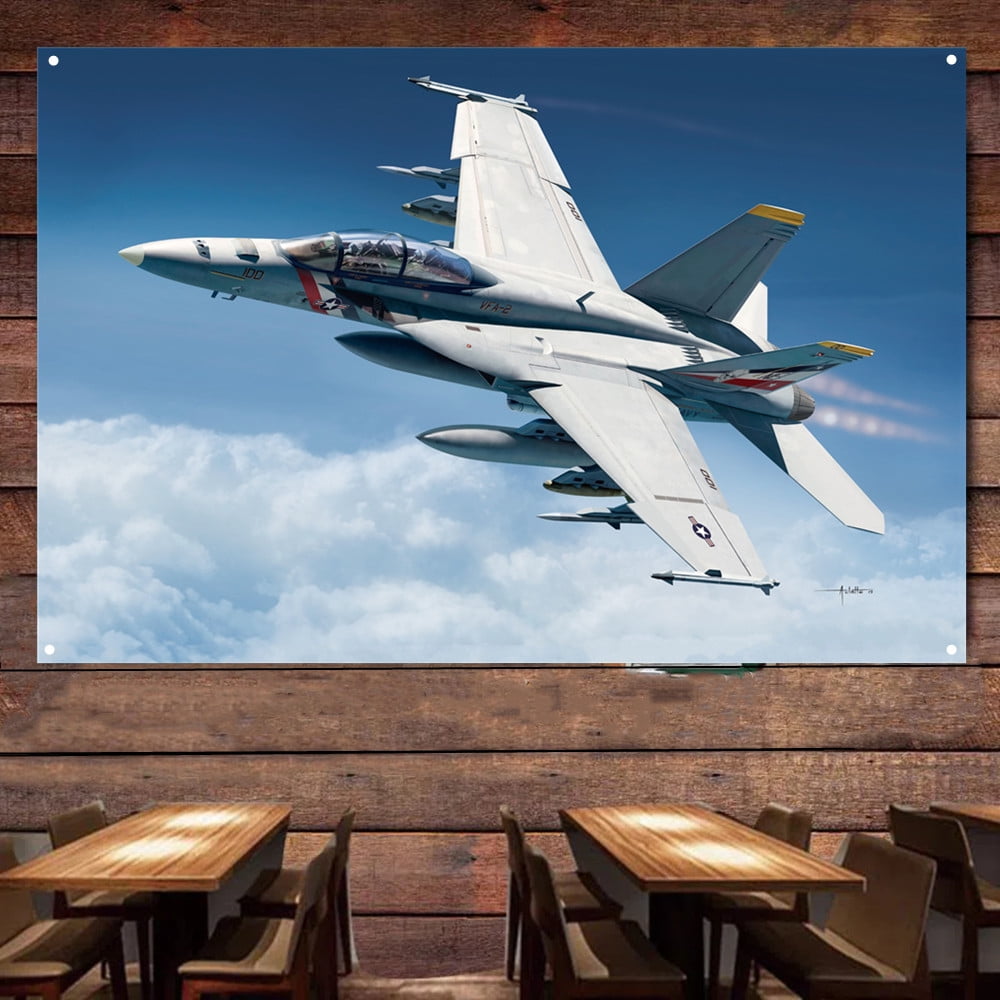 USN F\A-18F Air Force Fighter Banner - Military Wall Art Poster For ...