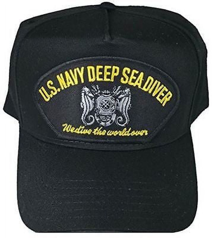 USN NAVY DEEP SEA DIVER WE DIVE THE WORLD OVER BLACK HAT W/ MASTER ...