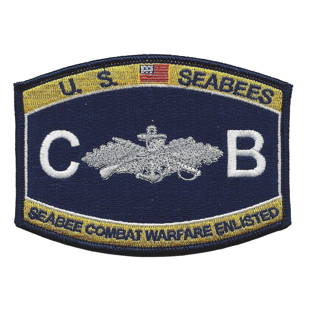 USN NAVY SEABEE COMBAT WARFARE BADGE ENLISTED PATCH CAN DO CB ...