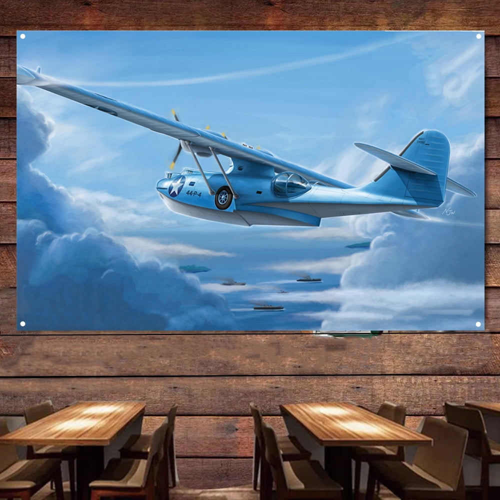 USN PBY-5A Battle of Midway Fighter Poster Wall Flag - Air Force Attack ...