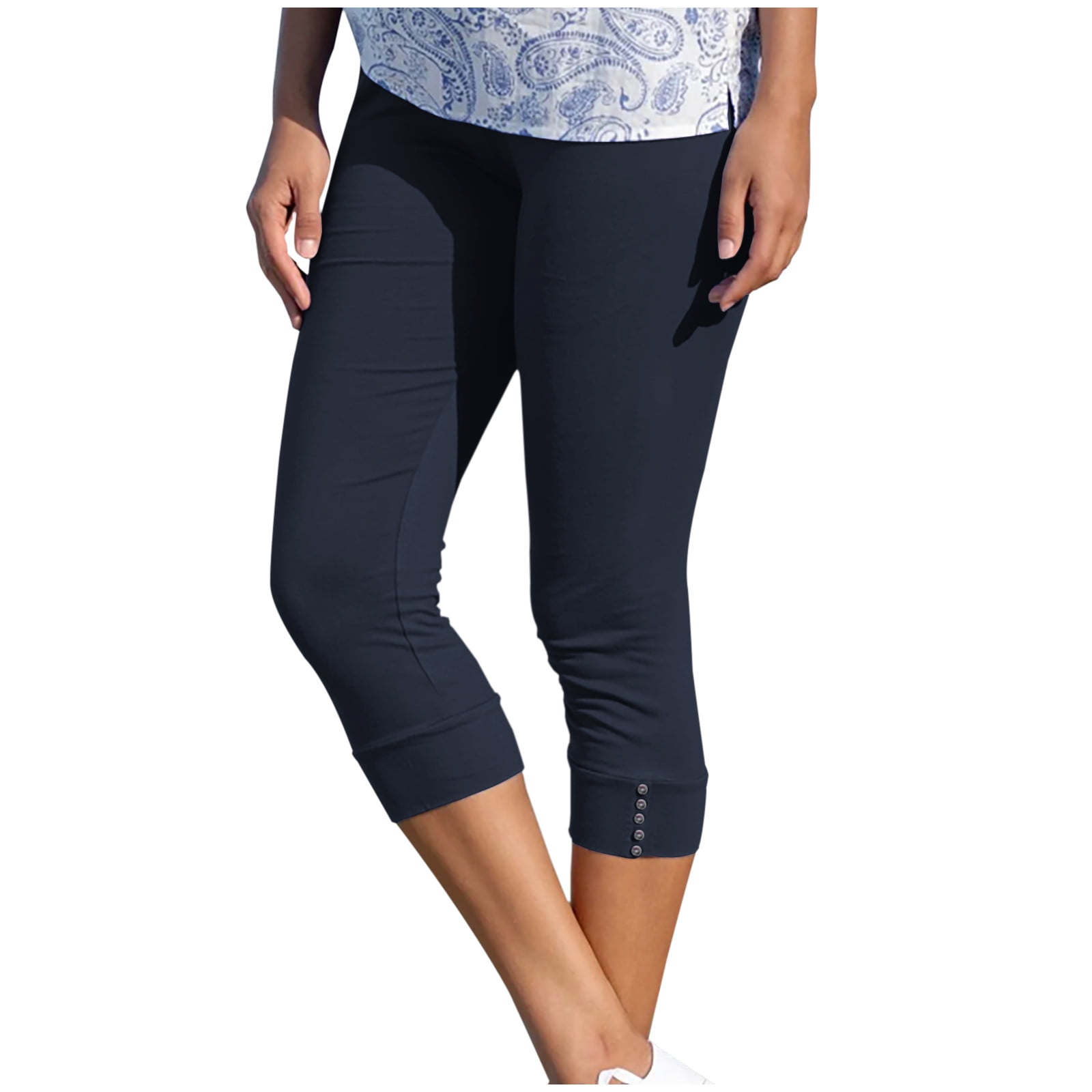 USNSM Capri Pants for Women Casual Summer Workout Leggings Stretch Knee ...