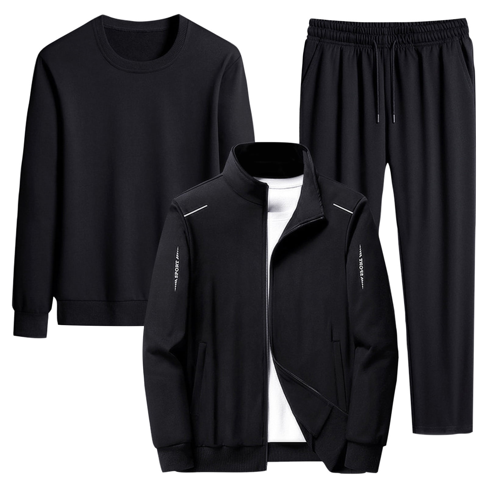 USNSM (M-5XL) Big and Tall Men's Tracksuits Set Long Sleeve Causal Full ...