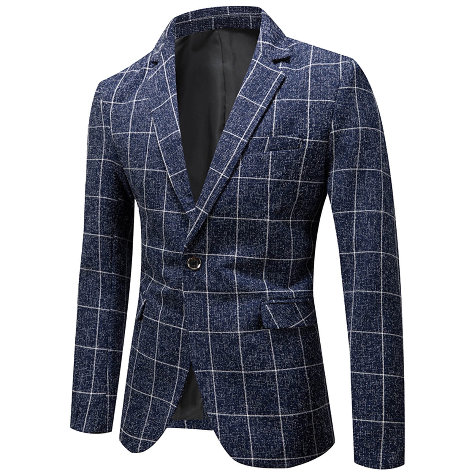 USNSM Mens Plaid Blazer Sports Coat Business Suit Jacket Casual Slim ...