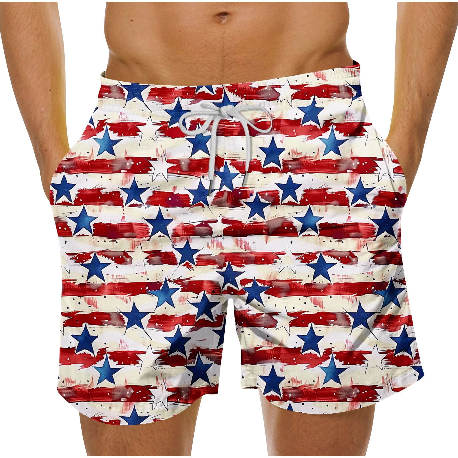 USNSM Mens Short Swim Trunks 5 Inch Inseam Beach Shorts with Pockets ...