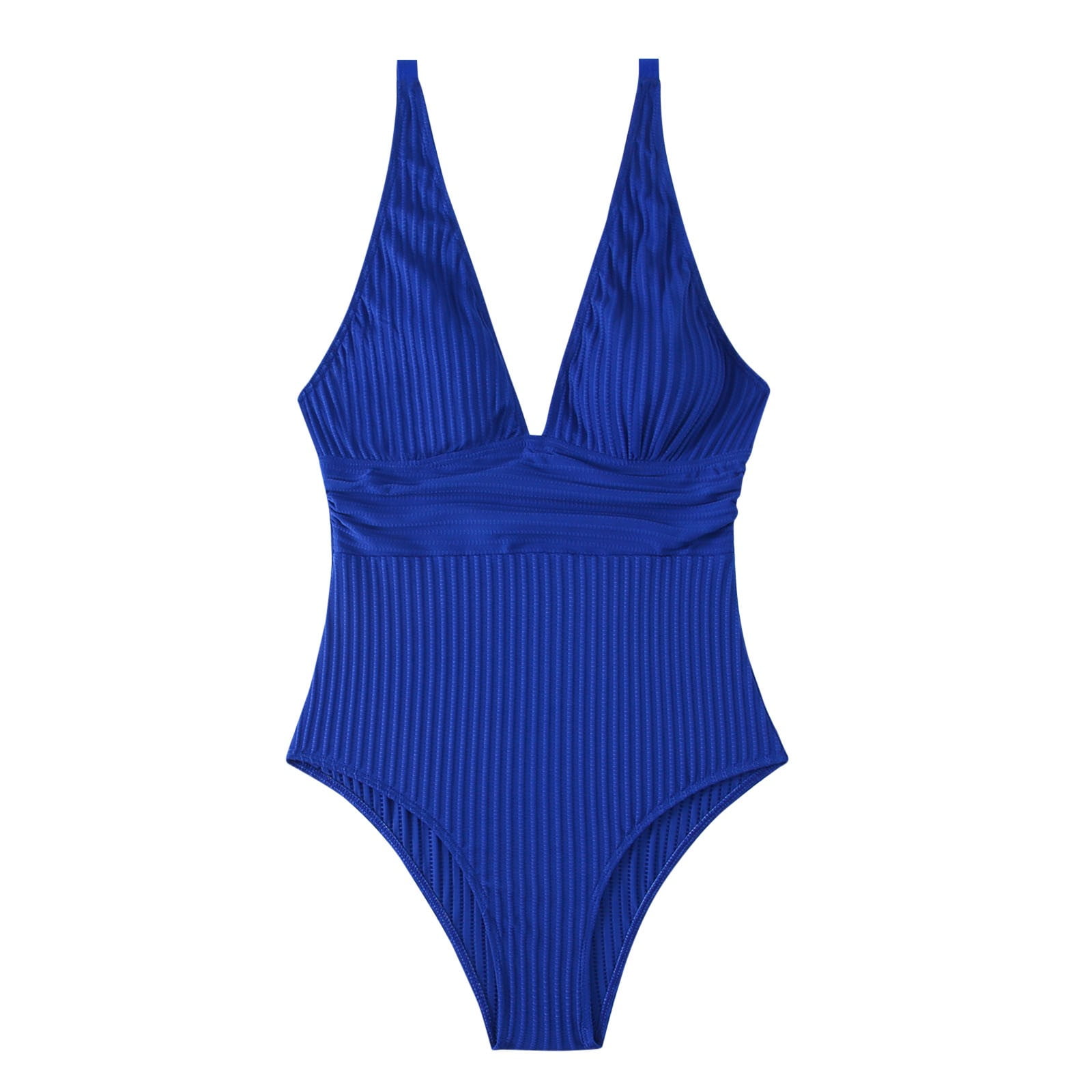 USNSM One Piece Ribbed Ruched Ajustable Strap Bathing Suit for Women ...