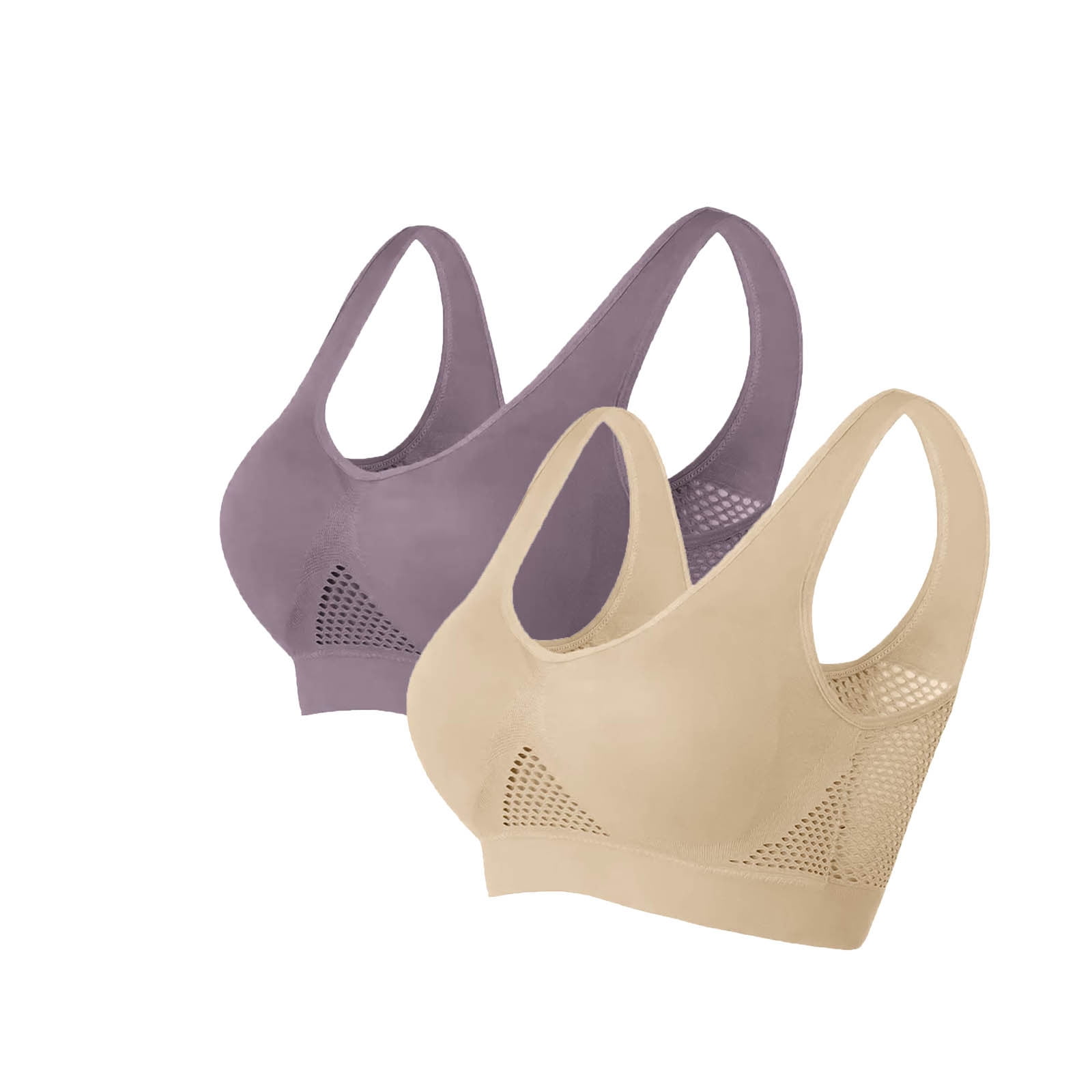 USNSM Women's 2PC Comfort Wireless Bra Pullover Push Up Bra Breathable ...