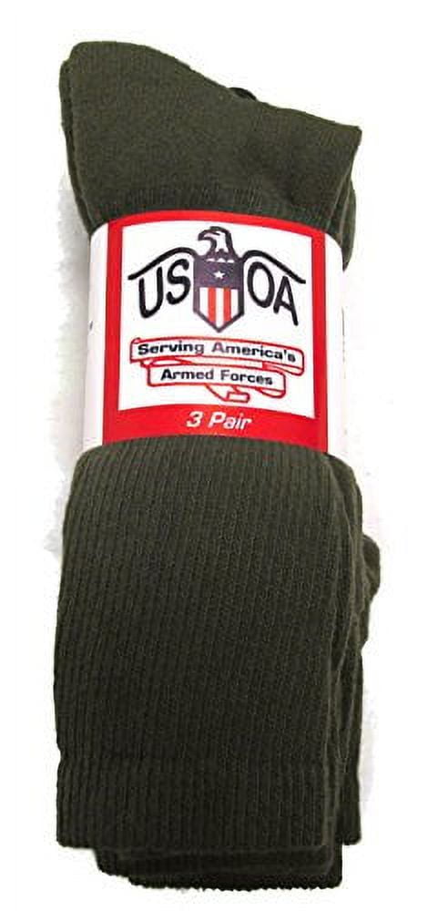 USOA Men's Outdoor Tactical Hiking Military Boot Socks, Olive Drab - 3 ...