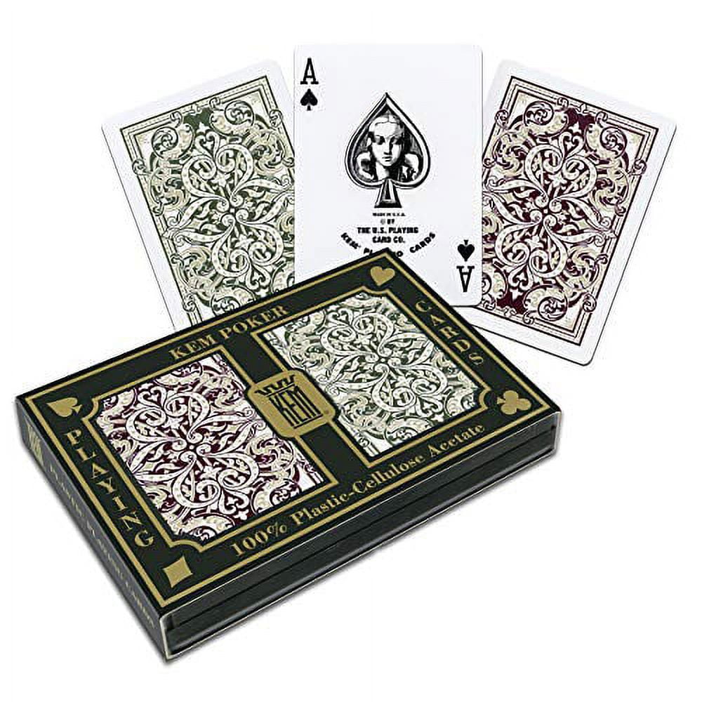 USP-1023760 - KEM Jacquard Plastic Playing Cards, Green/Burgundy, Poker ...