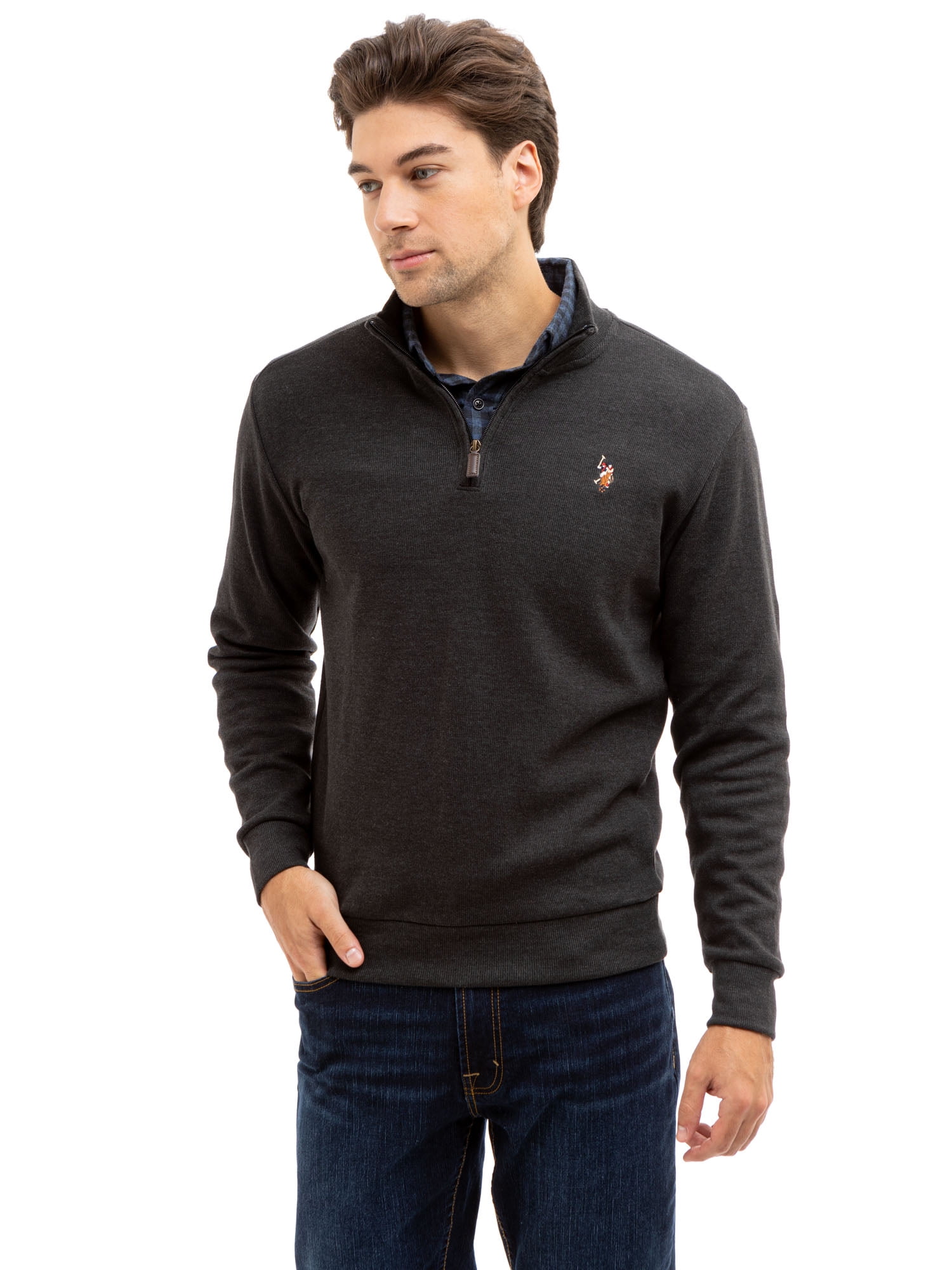 U.S. Polo Assn. men's Quarter Zip Pullover - Classic Style - Walmart.com