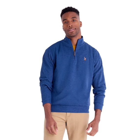 U.S. Polo Assn. Men's Quarter Zip Flatback - Walmart.com