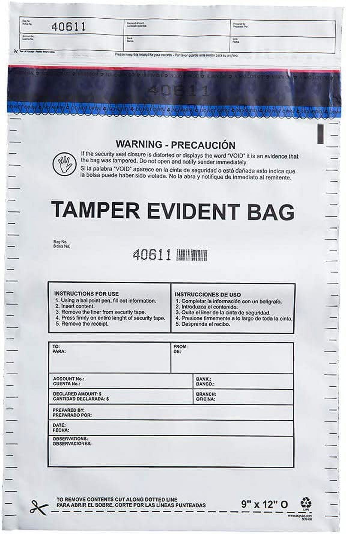 USPACKSMART Tamper-Evident Deposit Bags, 12"x16", Opaque, 100-Pack for ...