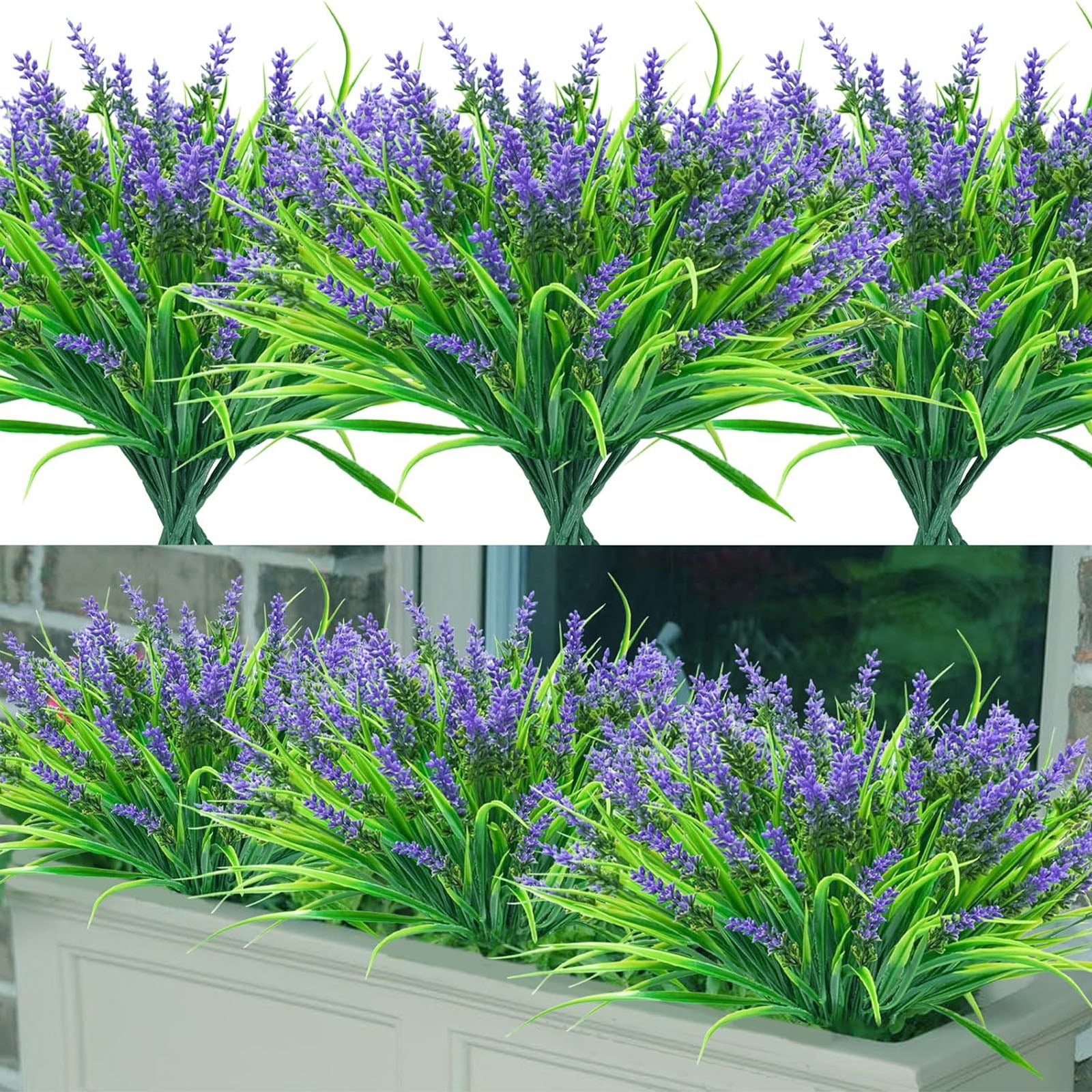 USPEED 12 Bundles Artificial Lavender Fake Plants, Outdoor Fake Monkey ...