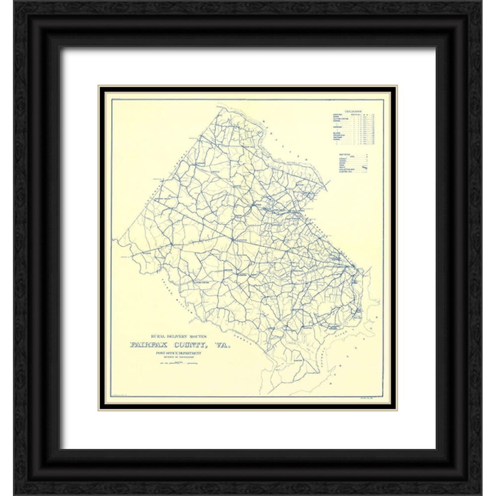 USPS 15x16 Black Ornate Wood Framed with Double Matting Museum Art ...