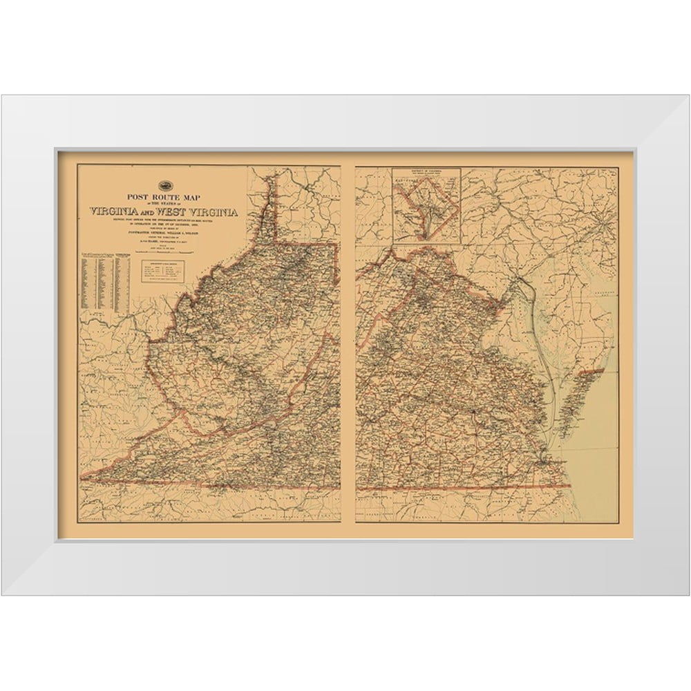 USPS 24x17 White Modern Wood Framed Museum Art Print Titled - Virginia ...