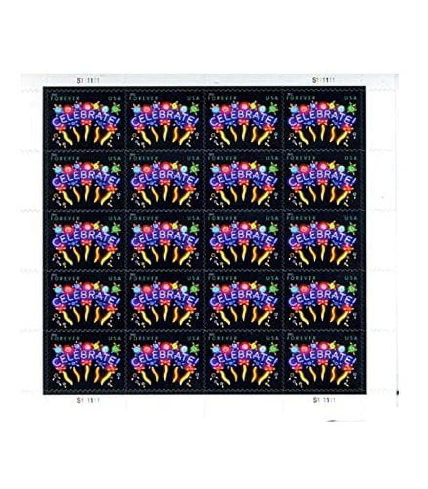 USPS Forever First Class Neon Celebrate! 20 Postage Stamps Sheet for ...