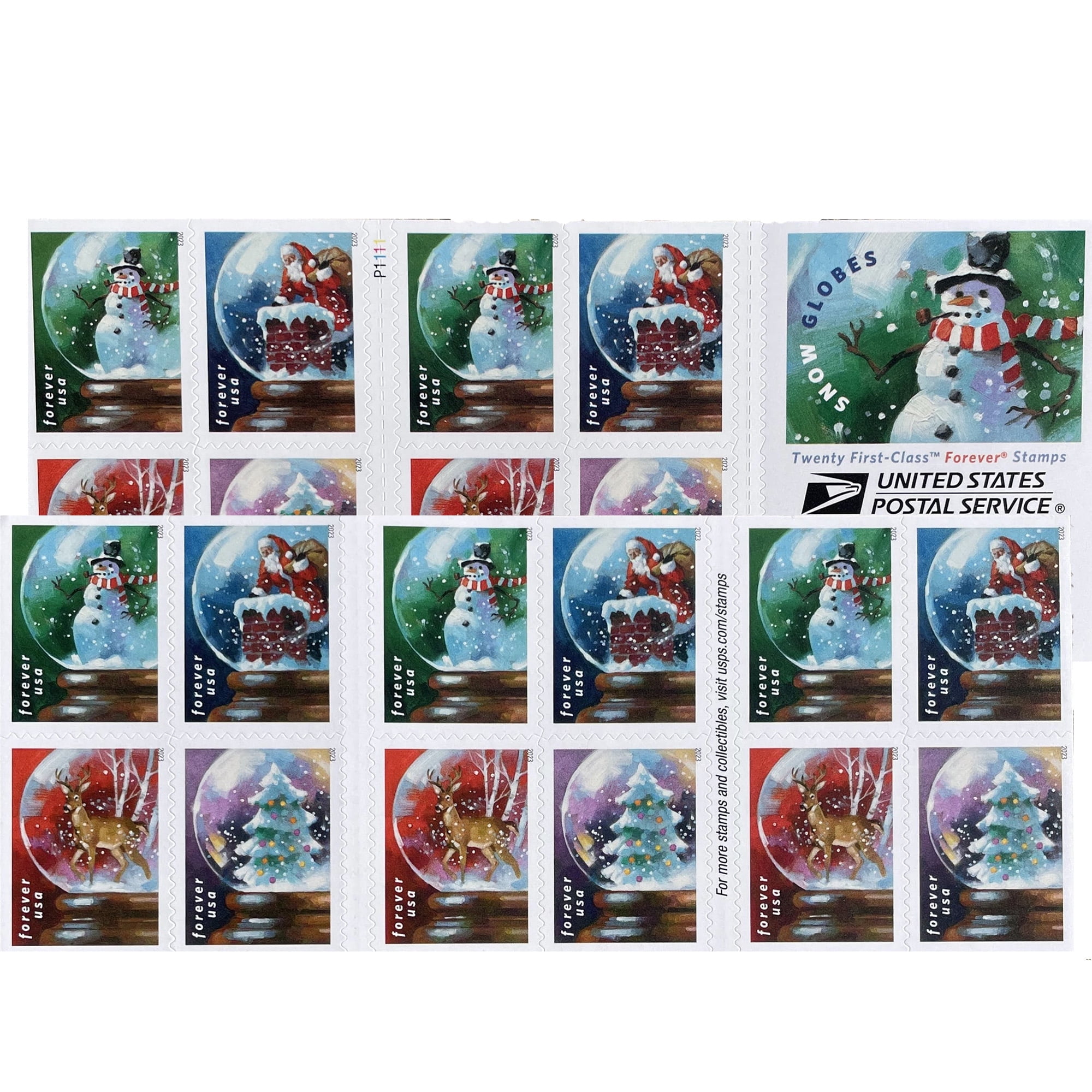 USPS Forever Postage Stamps - Snow Globes, Book of 20, USA Mailing ...