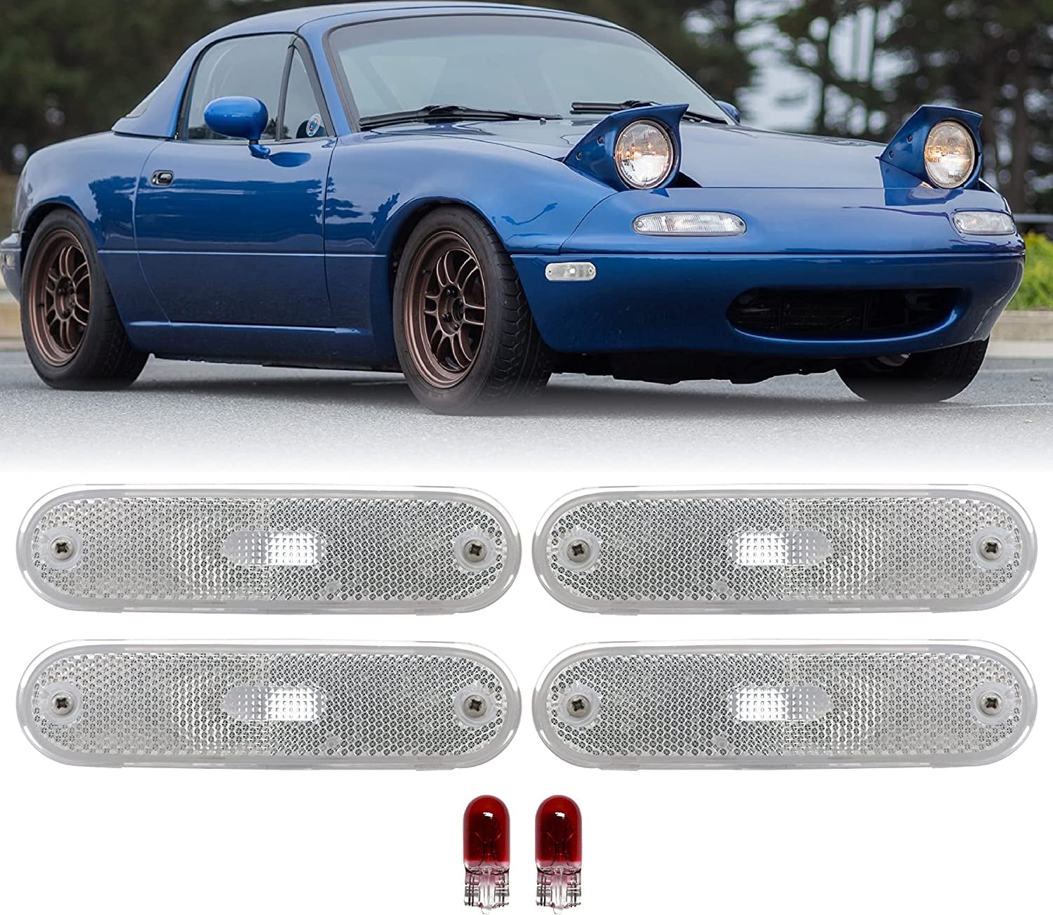 USR 90-97 MX5 Side Marker Lights - COMBO Clear Lens Front and Rear ...