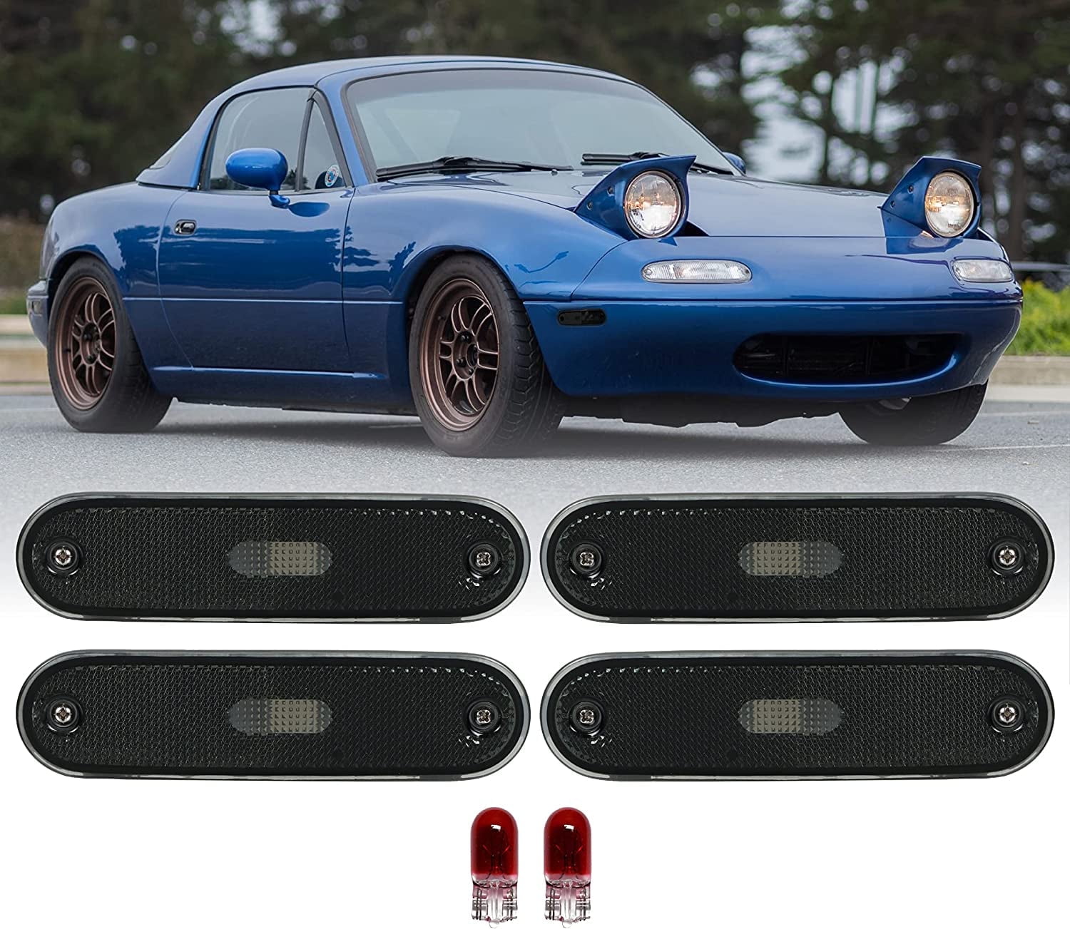 USR 90-97 MX5 Side Marker Lights - COMBO Smoke Front and Rear ...