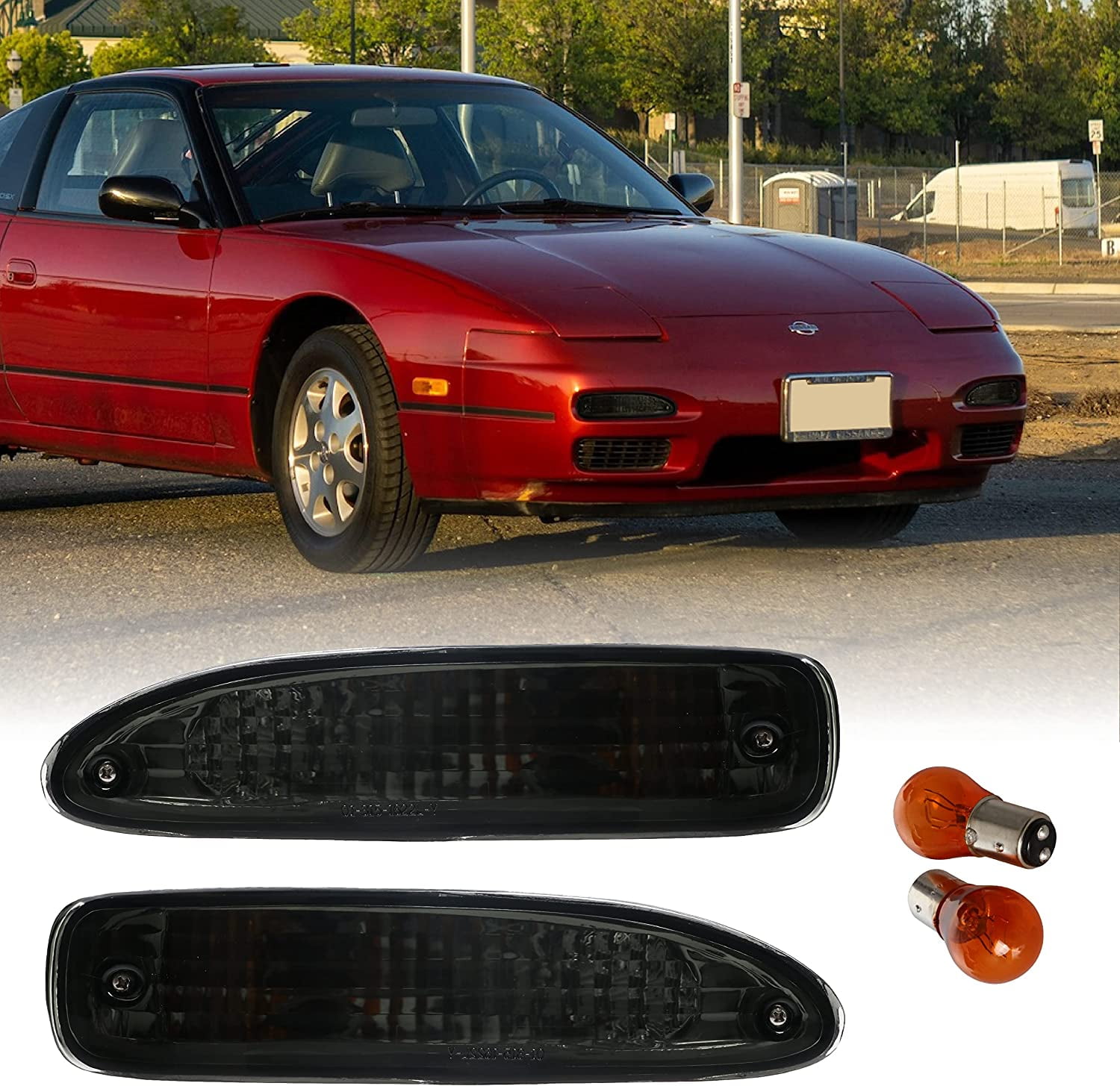 USR 91-94 240SX Bumper Lights - Front Smoke Bumper Turn Signal Parking Lamps (Left + Right ...