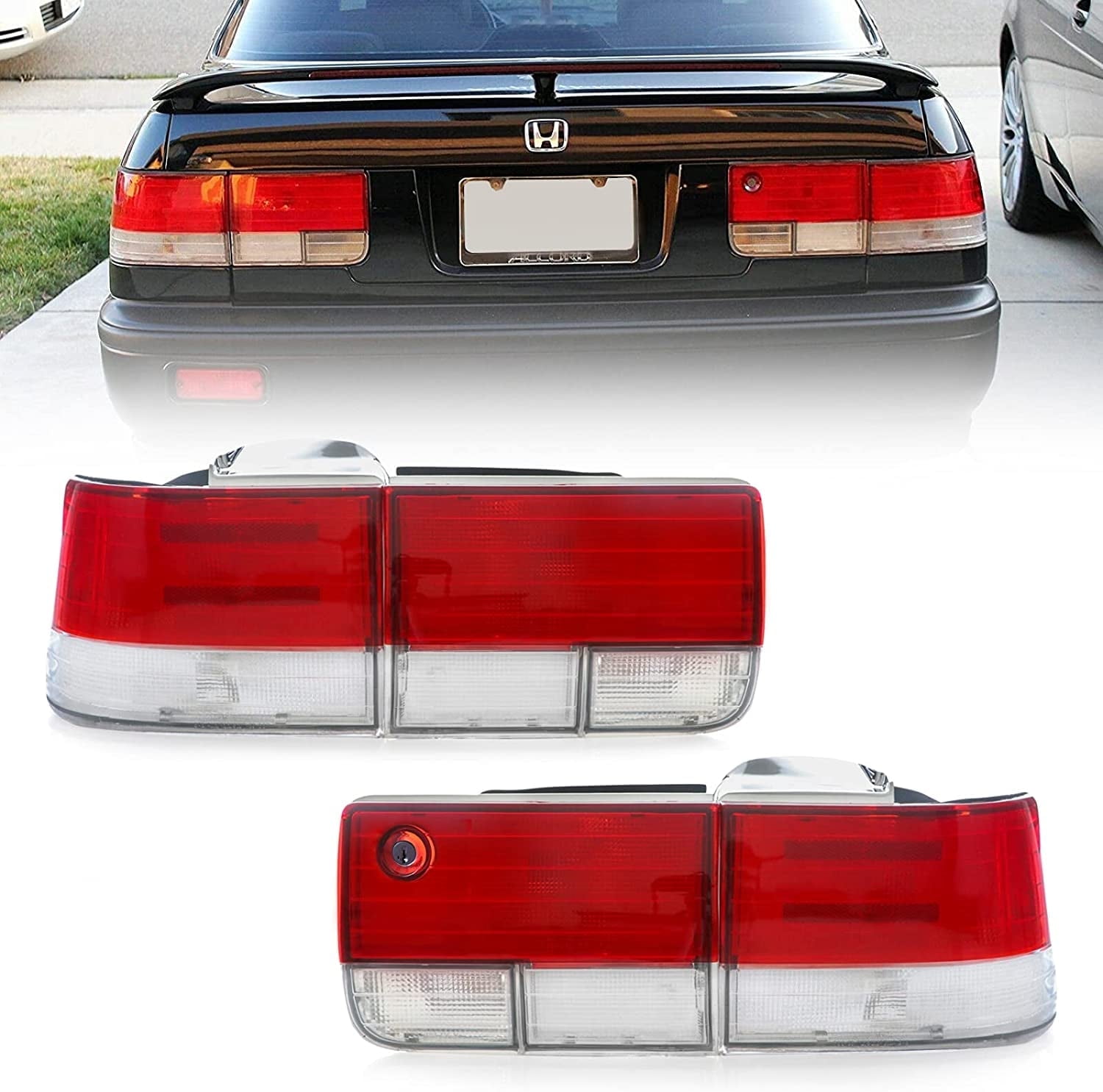 USR JDM Style Red Clear Tail Lights LENS Set for 92-93 Accord Sedan (4 ...