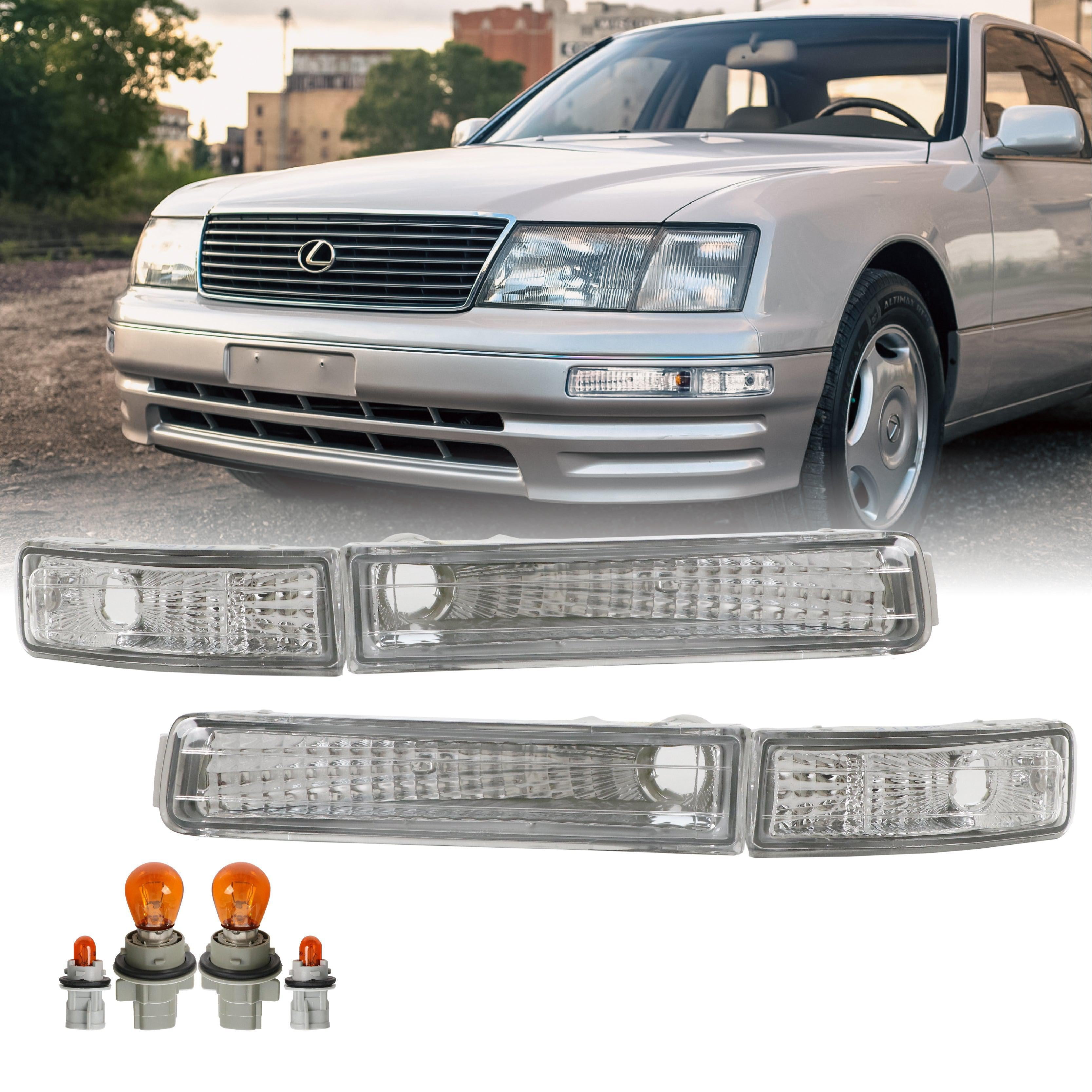 1995-1997 Lexus LS400 Crystal Style Clear Lens 4 Pieces Front Bumper ...