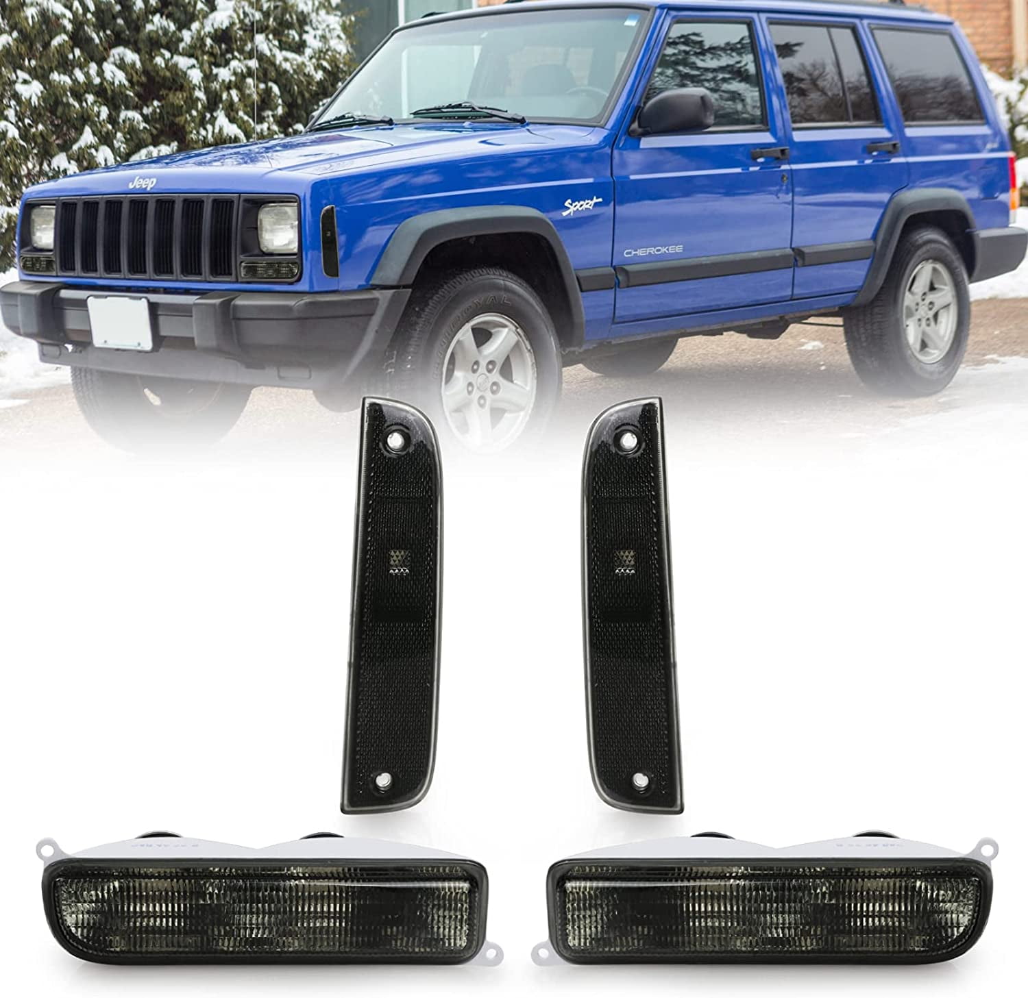 USR 97-01 Jeep Cherokee XJ Signal Lights - COMBO Smoke Bumper Turn ...