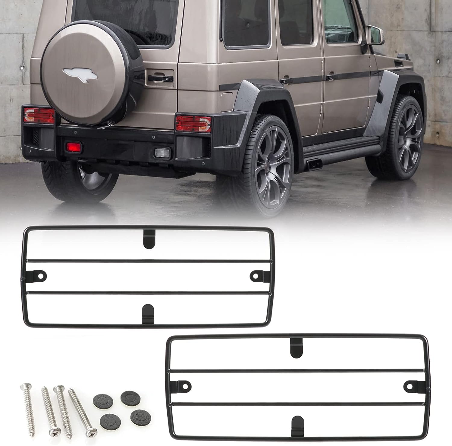 USR 99-18 W463 G Wagon Black Stainless Steel Tail Light Guard Grills ...