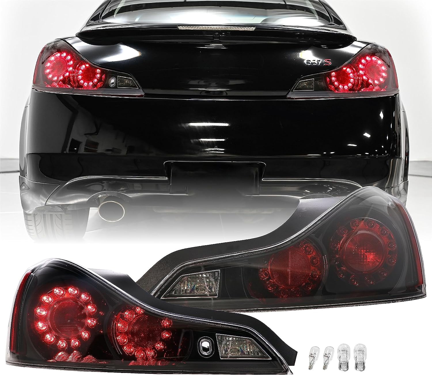 USR DEPO 08-15 G37 Q60 UPGRADE JDM Black Housing LED Upgrade Rear Tail ...