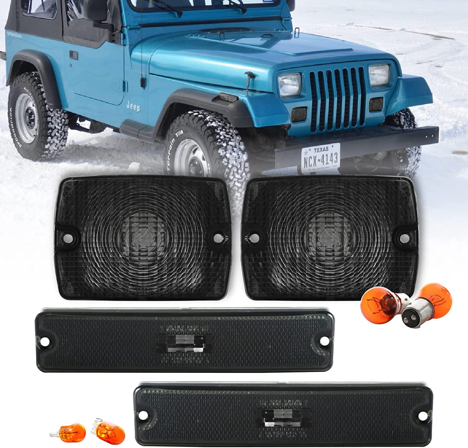 USR DEPO 87-93 YJ Side Marker Lights - COMBO Front Bumper Turn Signal ...