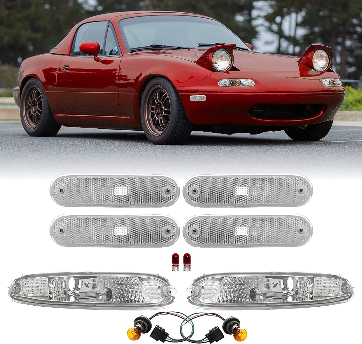 USR DEPO 90-97 MX5 Side Marker Lights - COMBO Crystal Style Bumper Turn ...