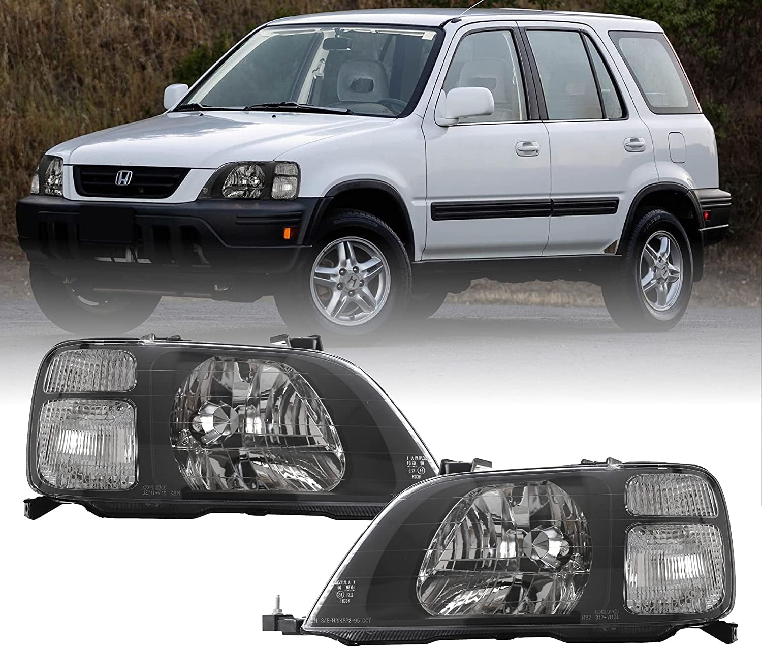USR DEPO 97-01 CRV Headlights - JDM Style Black Housing Clear Lens ...