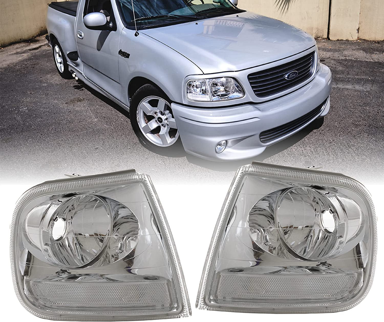 USR DEPO 97-03 F150 Corner Lights - SVT Lightning Harley Davidson Style Front Clear Corner Turn ...