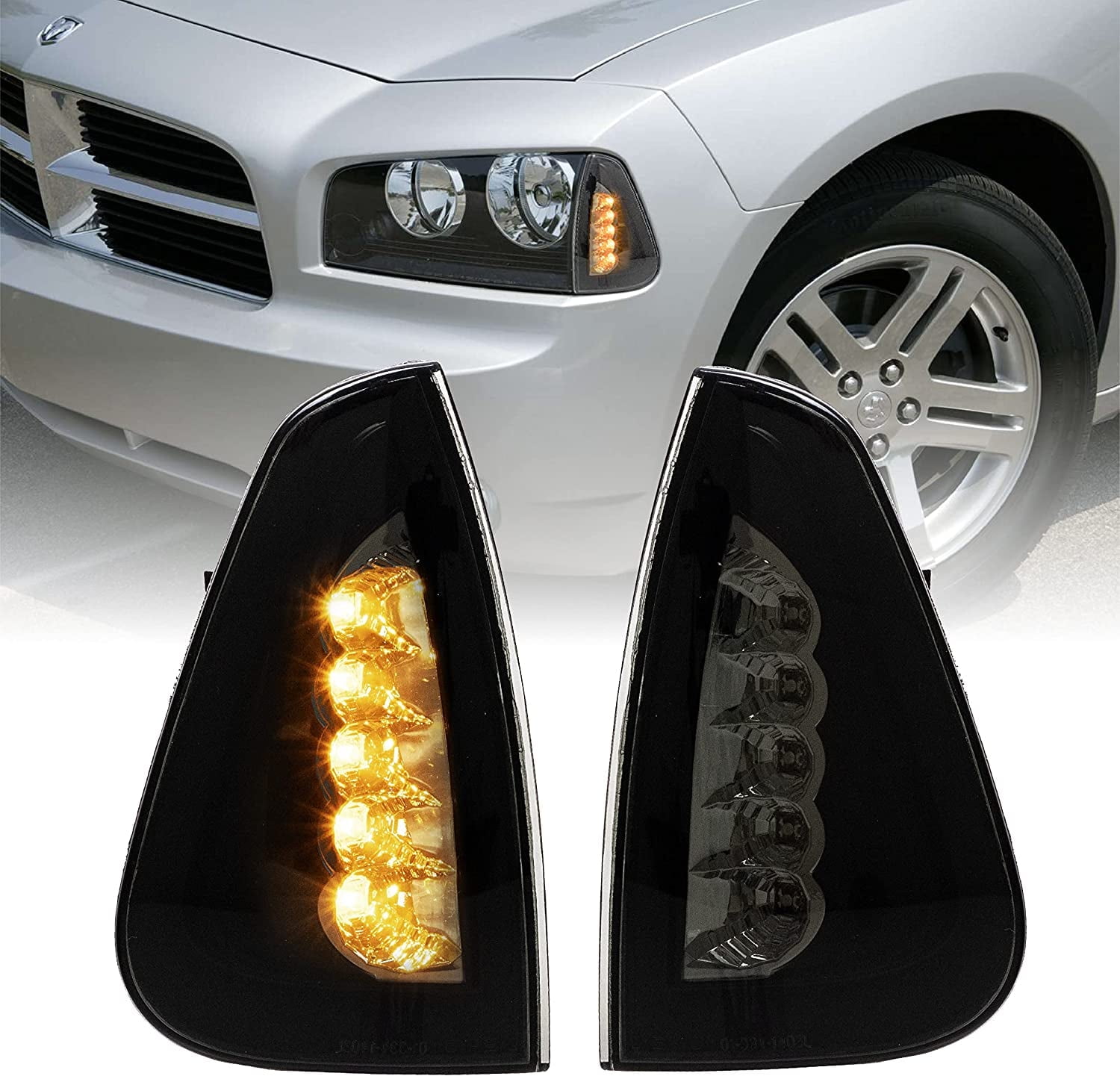 USR DEPO Charger Turn Signal Lights - Black / Smoke Front LED Corner ...