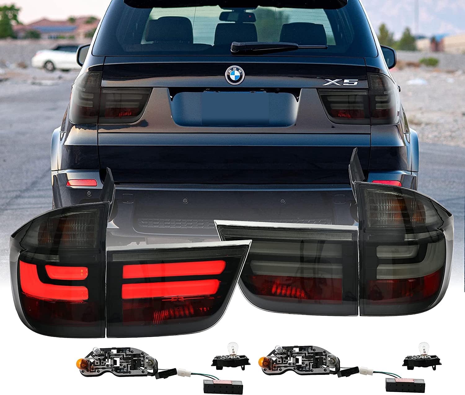 USR DEPO E70 LCI Tail Lights - Smoke Facelift LED Light Bar Rear Lamps ...