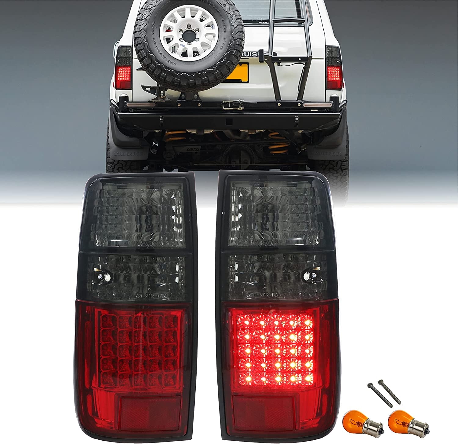 USR DEPO FJ80 Tail Lights - Plug and Play Rear Smoke LED Tail Lamps Set (Left + Right ...