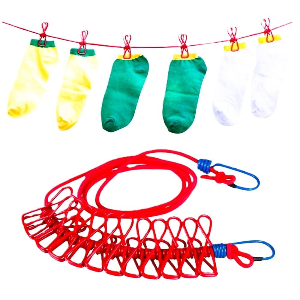 USR Store Cloth Drying Rope with Hooks Elastic Hanging Rope for Cloth ...