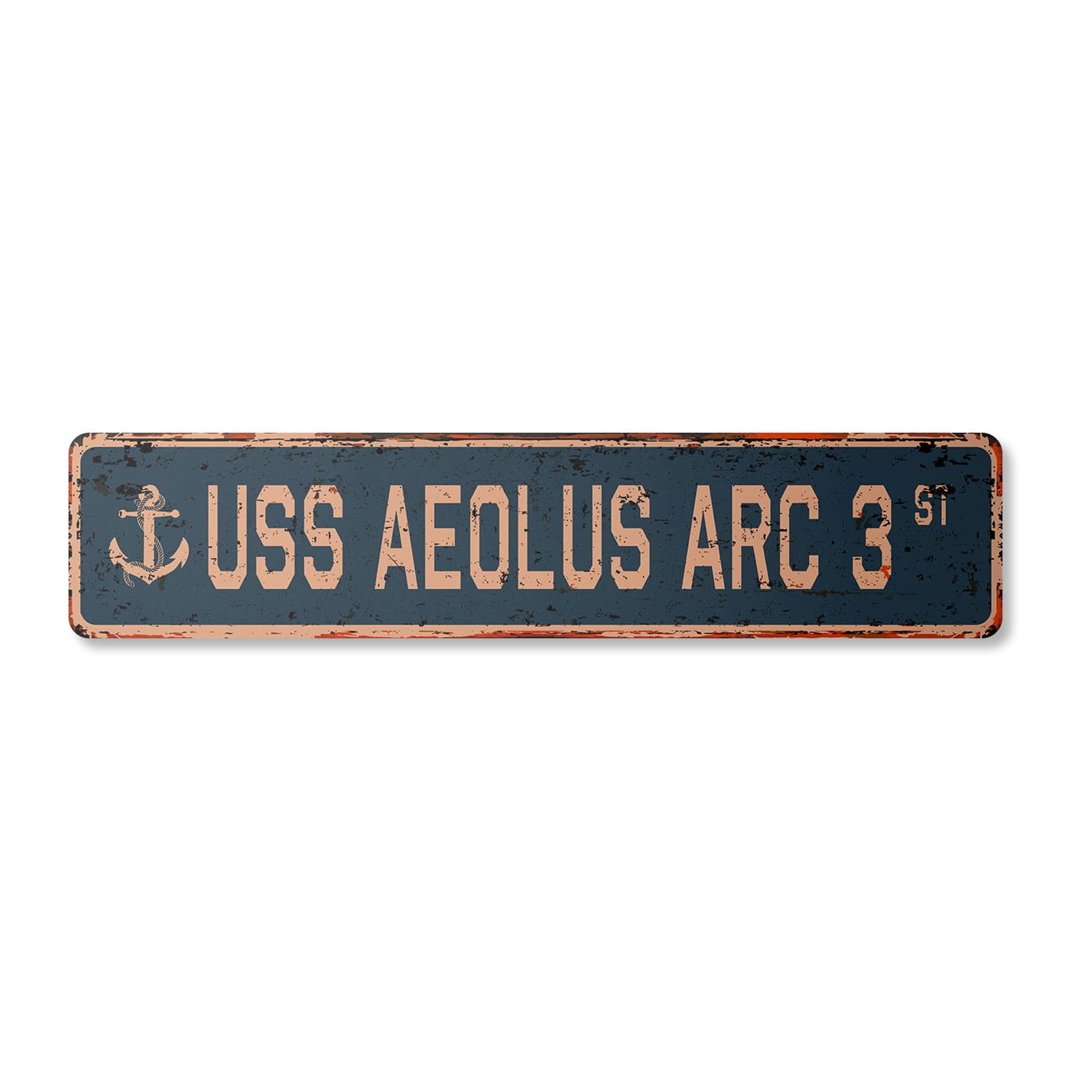USS AEOLUS ARC 3 Vintage Aluminum Street Sign us navy ship veteran ...