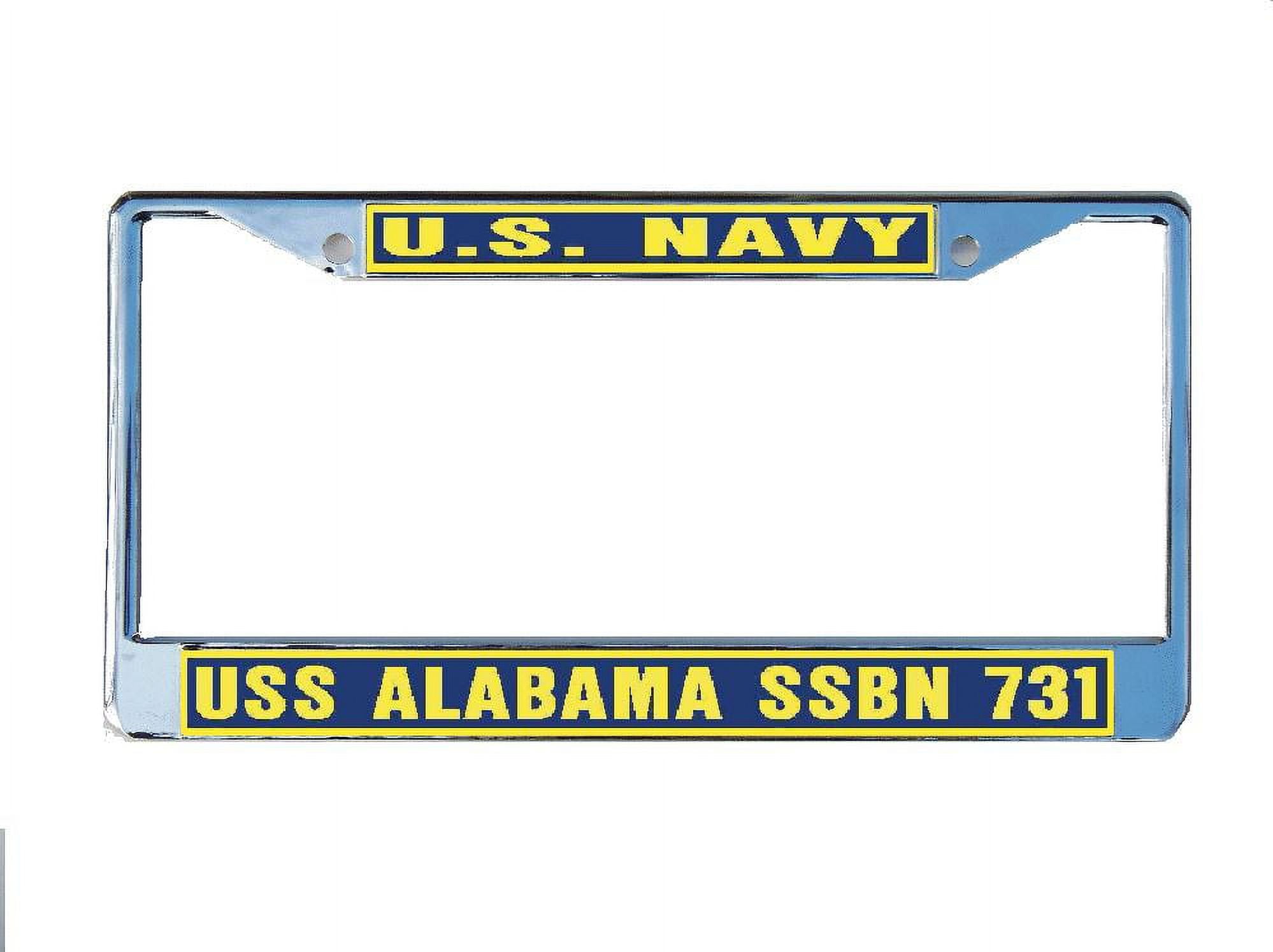 USS ALABAMA SSBN 731 License Plate Frame Chrome Metal Military Navy USN ...