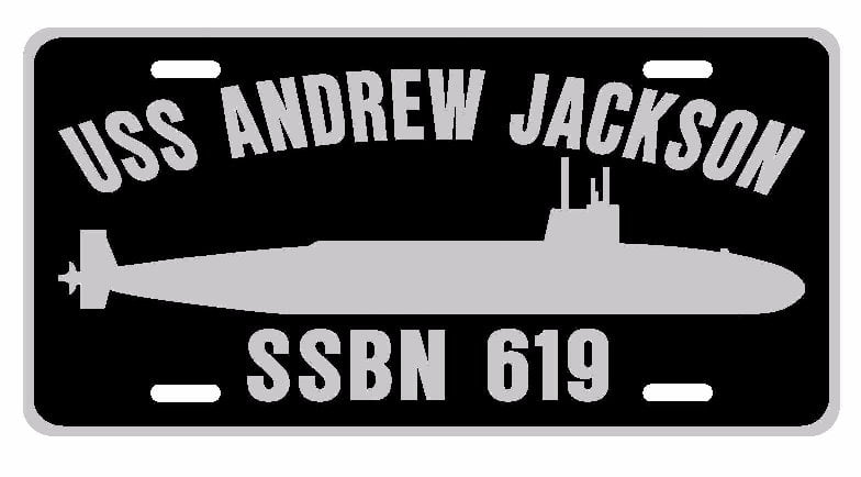 USS ANDREW JACKSON SSBN 619 Aluminum License Plate Military Navy USN ...