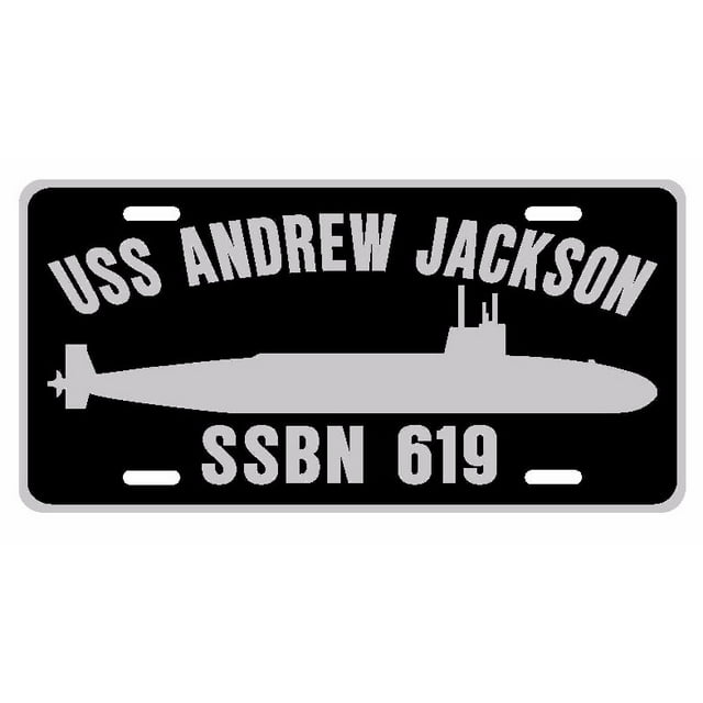 USS ANDREW JACKSON SSBN 619 Aluminum License Plate Military Navy USN ...
