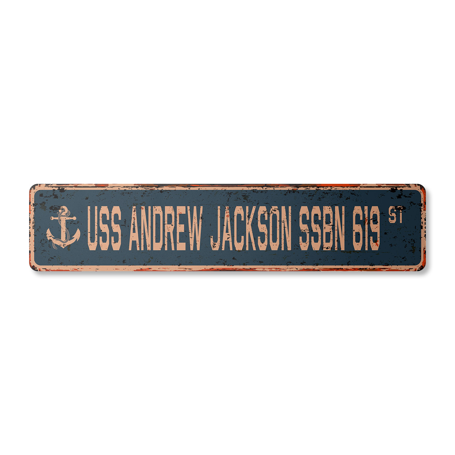 USS ANDREW JACKSON SSBN 619 Vintage Plastic Street Sign us navy ship ...